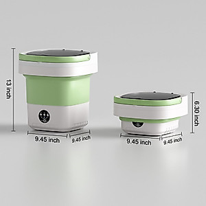 Portable Washing Machine, 9l Large Capacity, Foldable Washing Machine Suitable For Washing Small Clothes, Baby Clothes, Underwear, Socks, Pet Supplies, Apartments, Camping, Rv Travel Laundry- Green