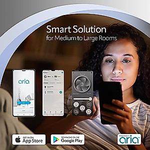Lasko Smart Oscillating Tower Fan Powered by Aria, Wi-Fi Connected, Voice Controlled, Compatible with Alexa and Google Assistant, Timer, 5-Speeds, 40", White, T40735, Large