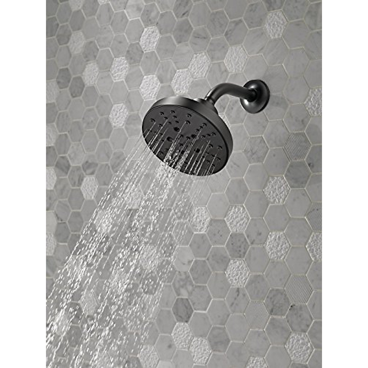 Delta Faucet 5-Spray Matte Black Shower Head with H2Okinetic Technology, Matte Black Shower Head Black Showerhead, Matte Black 52664-BL