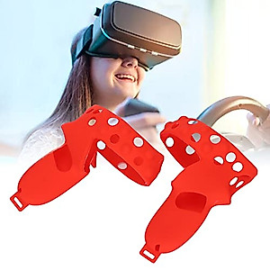 ciciglow Controller Grip Cover Replcement for Oculus Quest 2 VR,Anti Throw Controller Handle Silicone Protective Cover with Adjustable Knuckle Strap(red)