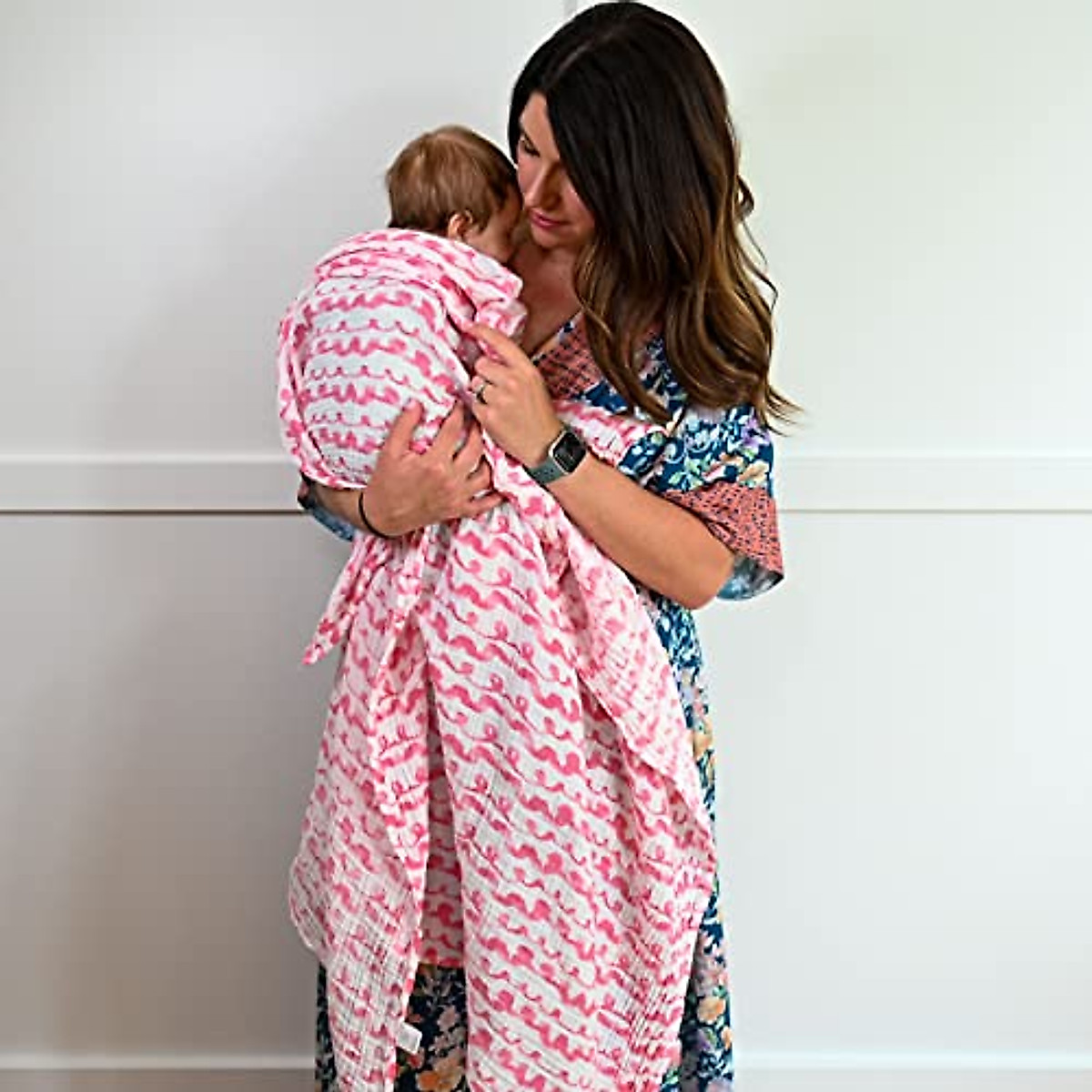 LollyBanks Swaddle Blanket | 100% Muslin Cotton | Newborn and Baby Nursery Essentials for Girls, Registry | Flamingo and Flower 3 Pack
