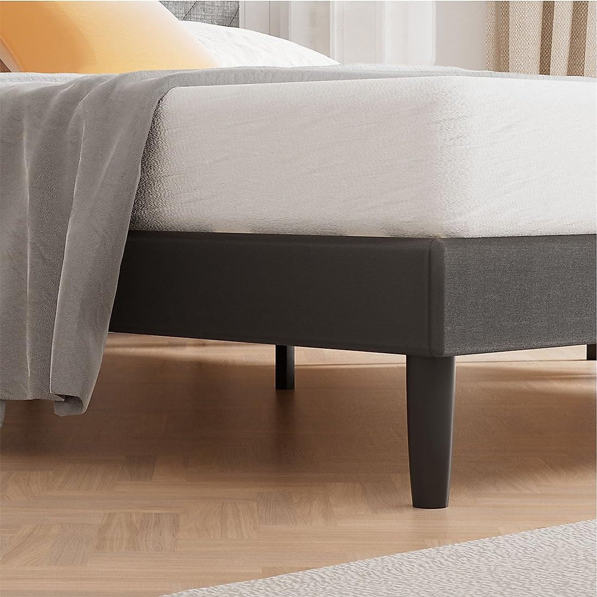 Upholstered Bed Frame Platform with High-Adjustable Headboard and Solid Wood Slats Support, Strong Weight Capacity, Non-Slip and Noise-Free,No Box Spring Needed, Easy Assembl,Grey (Queen)