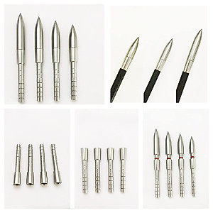 ZOEKO Stainless-Steel Arrow Inserts Suitable for ID .204" OD .281" Carbon Arrows, Suitable for 5/16" Field Points, Cuttable from 60-100 Grain (A Dozen) 3#