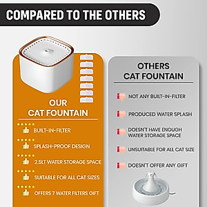BESTIA Jack Cat Water Fountain - 67oz/2.5L Noise-Free, LED Light, Carbon Absorption Filter, Pet Water Fountain for Cats & Small Dogs (White, Polypropylene)