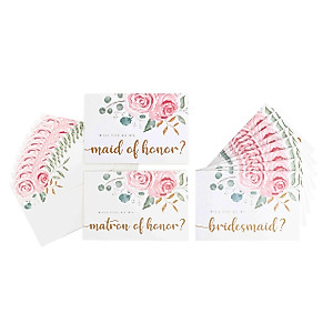 GSM Brands Bridesmaid Proposal Cards with Maid and Matron of Honor (10 Cards with Envelopes - 8x Bridesmaid and 1x Maid and Matron)