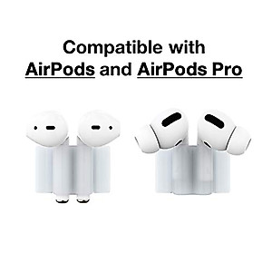 POPMAGNETZ Podify (2-Pack) AirPods Holder Stick On Adhesive Silicone Earbud Sleeve Case Attachment Accessory for Back of Cell Phone, iPhone & Android, Fits AirPods & AirPods Pro (Clear)