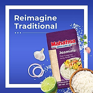 Mahatma Jasmine Rice, 2lb Bag of Rice, Thai, Indian, or Cambodian Fragrant Flavored Rice, Stovetop or Microwave Rice