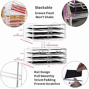 Cq acrylic 2 Pack Clear Acrylic Drawer Organizer Countertop,Stackable 7 Drawers Makeup Storage,Cute cube Make up Organizer for dresser Hair Clip,Beauty Product Desk and Bathroom Organizers and Storage