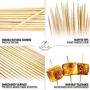 Zulay Kitchen Authentic Bamboo Marshmallow Smores Sticks - 40 Extra Long 30" Roasting Sticks - 5mm Heavy-Duty Bamboo Skewers - Thick Smore Sticks - Ideal for Grilling - Marshmallow Sticks Camping