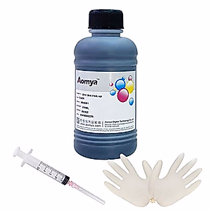 Aomya Compatible HP Black Ink Refill Kit 250ml Dye Bulk Ink for HP Inkjet Printers Refillable Cartridge CISS CIS System (9 oz) with Syringe&Glove