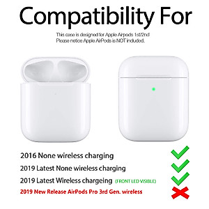 Hamile Cover Compatible with AirPods Case, Soft Silicone Protective Covers Skin (Front LED Visible) Designed for Airpod 2/ AirPod 1 Cases with Keychain Accessories, Women Girls Men Boys,Black