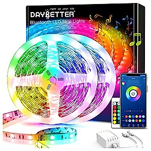 DAYBETTER 60ft Smart Led Lights,5050 RGB Led Strip Lights Kits with Remote, App Control Timer Schedule Led Music Strip Lights(2 Rolls of 30ft)