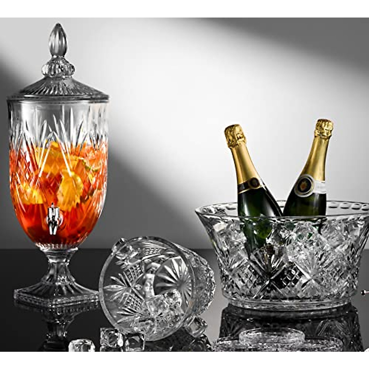 Godinger Iced Beverage Dispenser, Dublin Crystal Collection - 1 Gallon