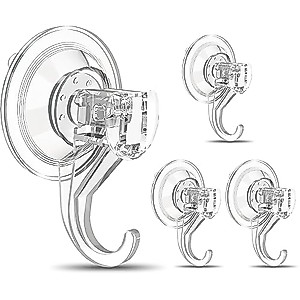 SmilDay Suction Cup Hooks, Heavy Duty Suction Hooks for Wreaths Windows Kitchen, Shower Hooks for Inside Shower Supports 10 lbs (4Packs,Clear)