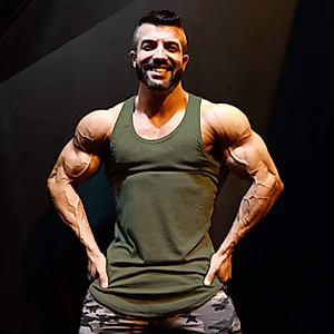 Mens Workout Stringer Tank Tops Fitness Performance Muscle Sleeveless Shirts Gym Training Bodybuilding Vest(GNWTSB XL)