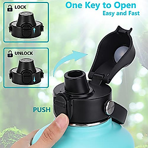 XACIOA Spout Lid Compatible with Hydro Flask Wide Mouth 12, 16, 18, 20, 32, 40, 64oz Water Bottle, Replacement Auto Flip Top Lid with Button Lock