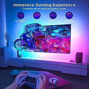 Ligghig TV Backlight Sync to Screen,HDMI 2.0 Sync Box & Fancy TV LED Backlight Kit, Immersion Ambient Lighting Strips for 55-65 Inch and Below TV, Compatible with Alexa & Google Assistant