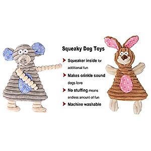 Comtim No Stuffing Dog Toys with Squeaker, Durable Dog chew Toys No Stuffing Squeaky Dog Toys for Small Dogs and Puppies, Rabbit & Elephant