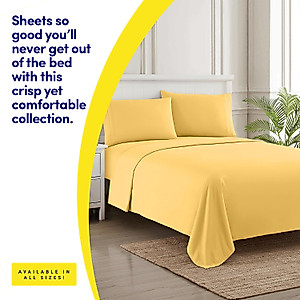 1500 Supreme Collection Queen Sheet Sets Yellow - Luxury Hotel Bed Sheets and Pillowcase Set for Queen Mattress - Extra Soft, Elastic Corner Straps, Deep Pocket Sheets, Queen Yellow