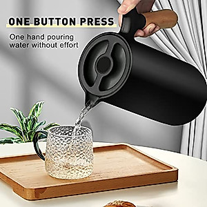 CUDINHAM Thermal Coffee Carafes for Keeping Hot,34oz Large Capacity Thermos for Hot Drinks,24 Hours Heat Retention,Double Wall Vacuum Coffee Thermos with Solid Wood Handle.(Black)