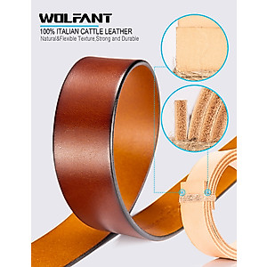 WOLFANT Full Grain Leather Belt,100% Italian Real Solid Leather