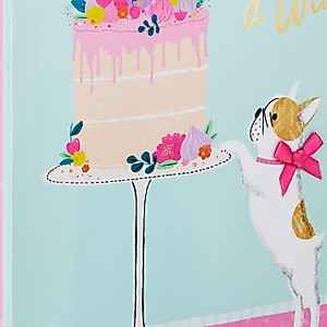 Hallmark 9" Medium Birthday Gift Bag with Tissue Paper (Make a Wish Cake and Pug Puppy)