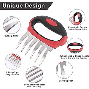 SCN Bear Claws Meat Shredder-BBQ Claws Stainless Steel Fork Set For Shredding Pulling Lifting Pork Chicken Beef With Heat Insulated Handel Set of Two Barbecue Grilling Tool