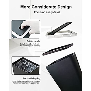 PHOJEWI Small Bathroom Trash Can with Lid, 2 Packs 2 Gallon Dog Proof Trash Can Black Wastebasket Slim Plastic Trash Can for Bedroom Office Kitchen Garbage Can