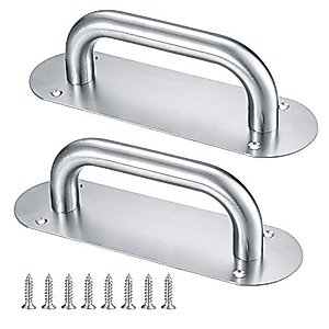 2 Pcs Stainless Steel Push Pull Door Handles, Barn Door Pull Push Sliding Door Handles with Back Plates for Kitchen Wardrobe Cupboard Cabinet Closet Shed Gate Door Handles - 200x65mm/7.9x2.6inch