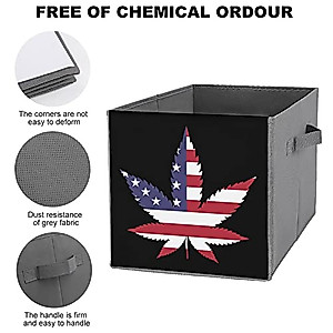 Weed US Flag Collapsible Storage Bins Basics Folding Fabric Storage Cubes Organizer Boxes with Handles
