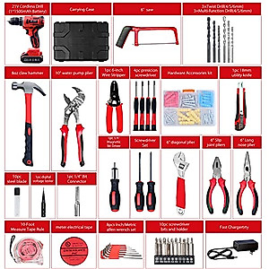 jar-owl 21V Powerful Brushless Motor, 319 In-lb Torque, 0-1350RMP Variable Speed, 10MM 3/8'' Keyless Chuck, 25+1 Clutch, 1.5Ah Li-Ion Battery & Charger for Home Tool Kit
