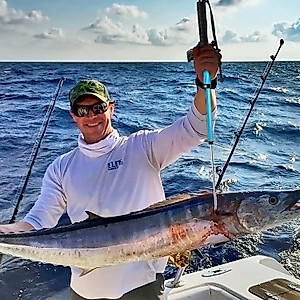 SAN LIKE Telescopic Fishing Gaff,Aluminum/Fiberglass Pole with Nonslip Rubber Handle,Stainless Steel Hook with M8 Screw, Fish Gaff Can Float When Extending - Good for Freshwater and Saltwater Fishing