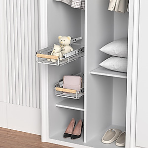 FESDOS Roll-Out Extendable Sliding Basket Pull-Out Cabinet Organizer Slide Out Pantry Shelves Cabinet Shelves for Kitchen, Under Sink, Bathroom, Wardrobe, Opening Size Required 12.3"-18.1", Set of 2