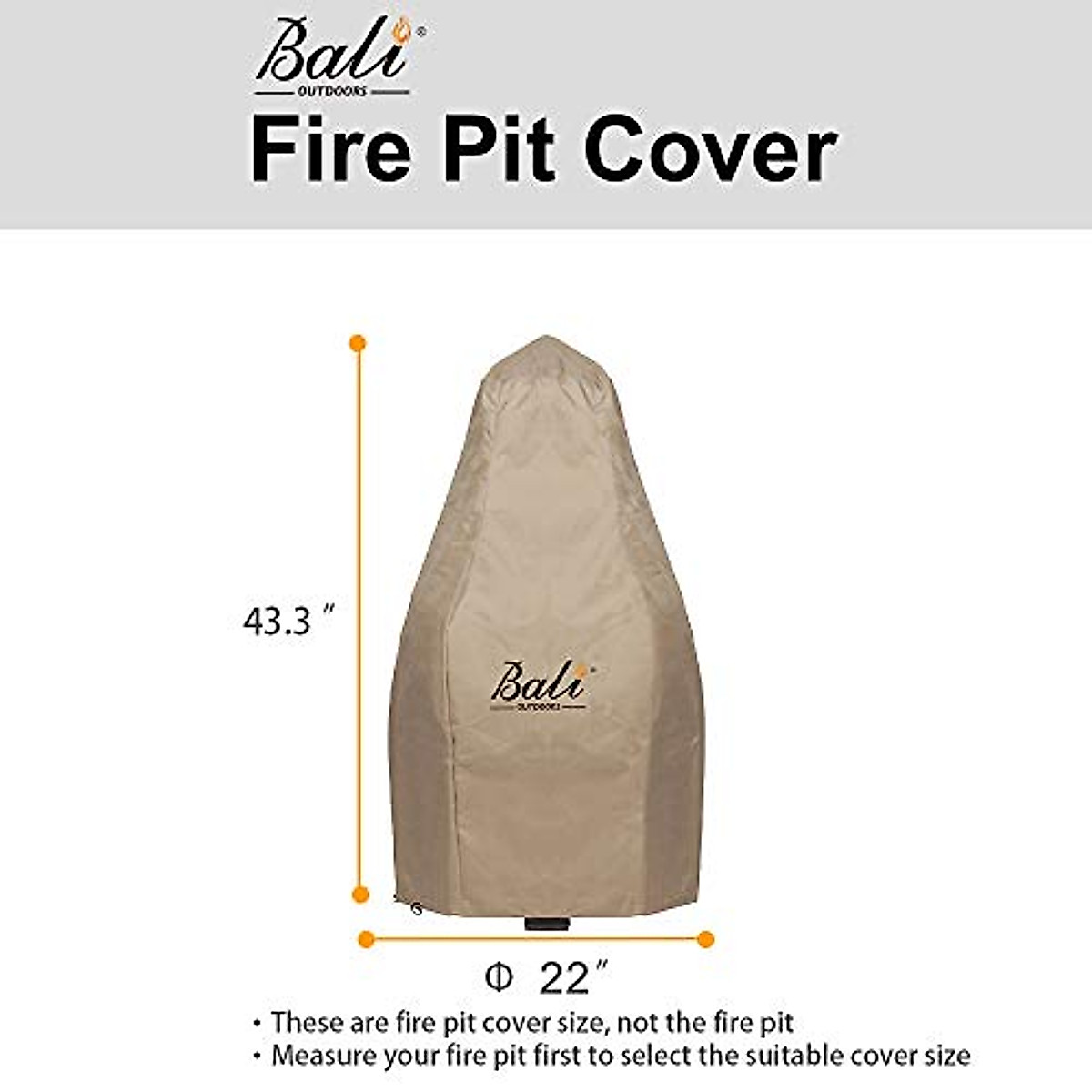 BALI OUTDOORS 22 Inch Fire Pit Chiminea Cover Column, Heavy Duty, Waterproof and Weather Resistant Oxford Fabric Cover, Brown