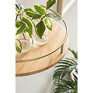 Kate and Laurel Camryn Boho Half Moon Wall Shelf Set, Set of 2, Natural Wood and Gold, Decorative Bohemian Half Circle Shelf for Household Storage and Boho Decor