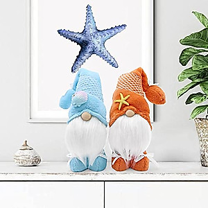 CiyvoLyeen Beach Gnomes Decorations Sea Star Shell Gnomes Handmade Decor Shelf Sitters Swedish Gnomes Nisse Scandinavian Summer Gnomes Plush Elf Dwarf Home Household Ornaments Set of 2