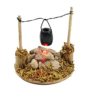 Touch of Nature 1-Piece Miniature Garden Fire Pit and Cooking Pot with LED Lighted, 3.25" Wide x 3.5" High x 3.25" Deep