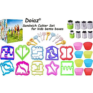 Sandwich Cutter Shapes for Kids - Vegetable Fruit Bread Cheese Cookie Cutter Molds for Boys and Girls Lunch Lunchbox and Bento Box