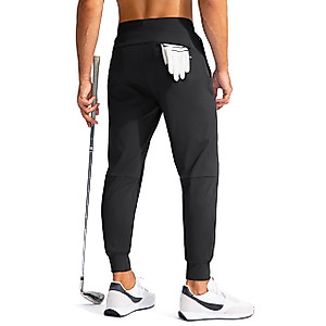 G Gradual Men's Golf Joggers Pants with Zipper Pockets Stretch Sweatpants Slim Fit Track Pants Joggers for Men Work Running (Black, L)