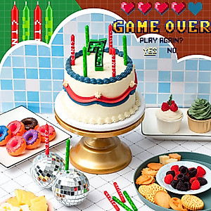 Landhoow 13 Pieces TNT Themed Birthday Candles for Cake Green Number Candle Pixel Cake Candles for Birthday Graduation Celebration Wedding Party Supplies Decoration(Number 7)