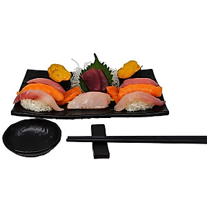 Sushi Unlimited Sushi Set for Two: Sushi Plates, Soy Sauce Bowls, Chopsticks, Includes Chopstick Holders!