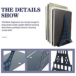 SAFIGLE Book Ends Book Ends Metal Bookend Creative Eiffel Tower Bookends, Black/White Bookends for Book Holder Bool Organizer for Home Office Black Bookshelf Black Bookshelf