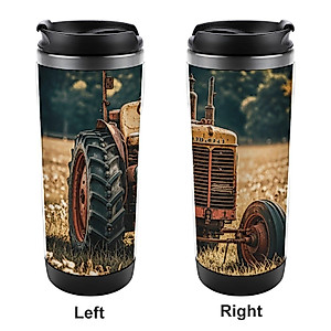 NTVOWPZO Travel Mug Old Tractor Photoes Farm Coffee Cup Reusable Insulated Tumbler with Lid Travel Coffee Mug Stainless Steel Insulated Coffee Tumbler for Coffee Tea And Drinks