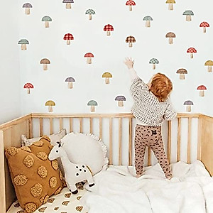 Watercolor Mushroom Decor Retro Room Wall Decals Peel and Stick Vinyl Wall Stickers Room Wall Art Decals for Kids Nursery Baby Room Bedroom Wall Decor