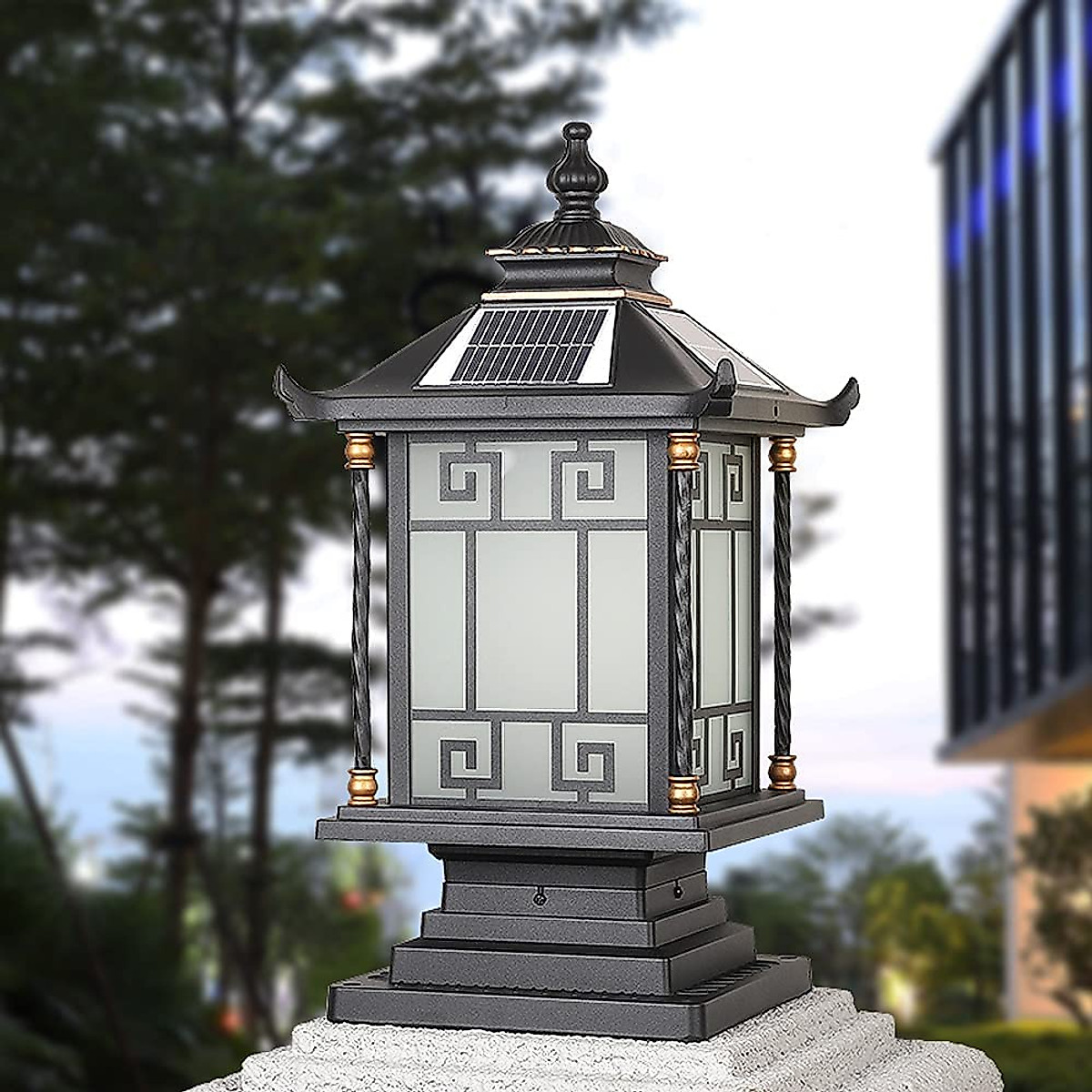 Post Lights Outdoor Solar Pillar Light Villa Garden Wall Landscape Light IP55 Outdoor Waterproof Pillar Light Home Gate Door Post Light LED Dimmable Night (B) ()