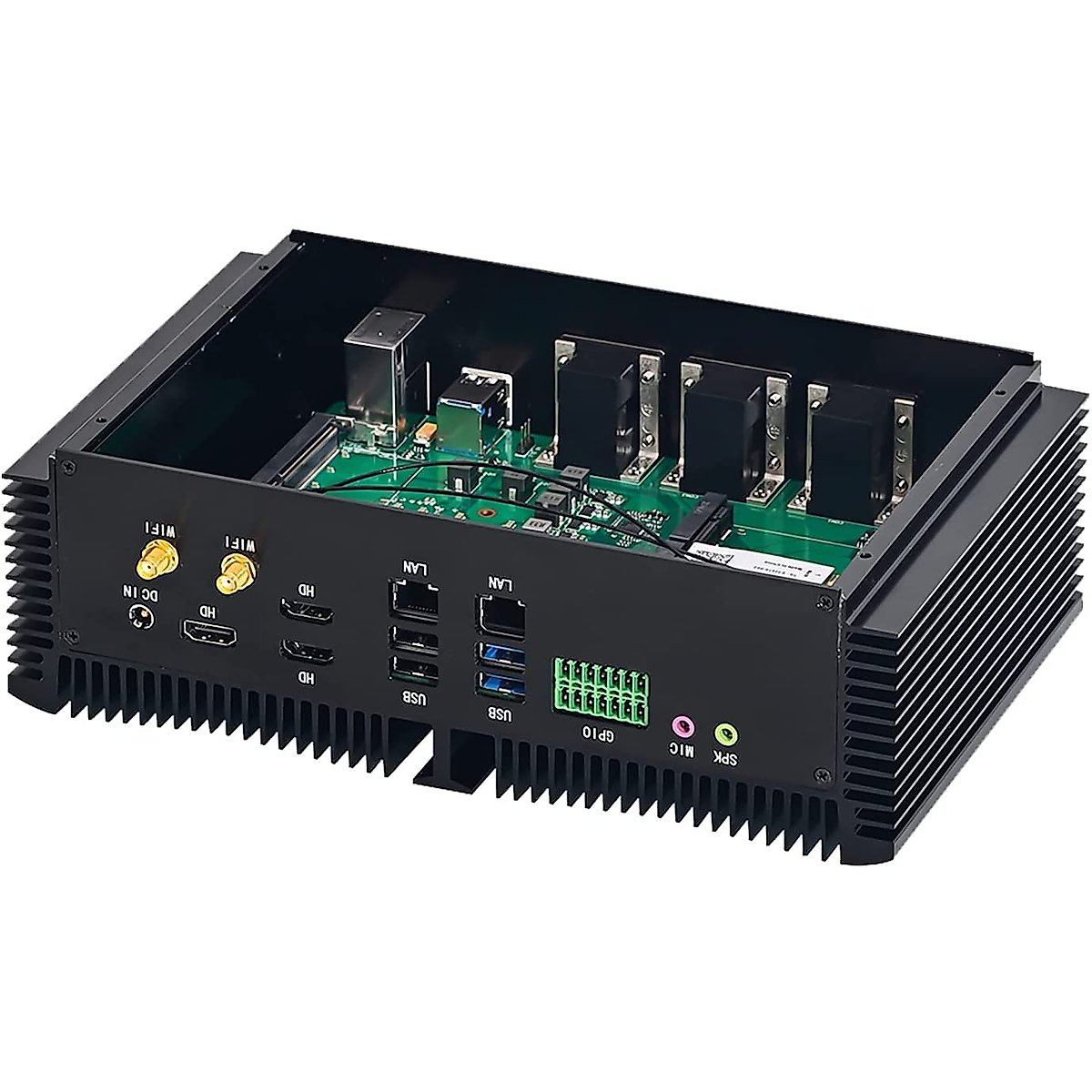 Fanless Industrial Computer Mini PC Intel Core i7 10870H Processor 32GB DDR4 Ram 1TB M.2 2280 SSD 3xHD 8xUSB 6xCOM Intel UHD Graphics Windows 10 Pro WOL PXE