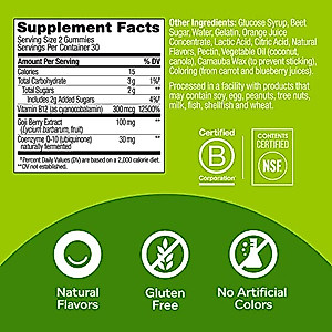 OLLY Daily Energy Gummy, Caffeine Free, Vitamin B12, CoQ10, Goji Berry, Adult Chewable Supplement, Tropical Flavor - 60 Count