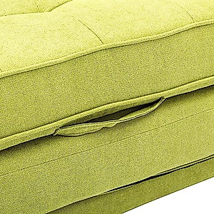 Merax 59.4" Loveseat Pull-Out Sofa Bed Modern Upholstered Couch with Side Pocket for Living Room Office,Green