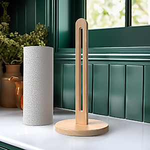 KitchLife Wooden Paper Towel Holder, Upgraded Size - Kitchen Paper Hanger Rack Bathroom Towel Roll Stand Organizer Simply Standing Countertop Paper Roll Holder