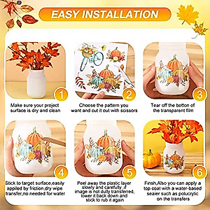 SATINIOR 16 Sheets Fall Rub on Transfers for Crafts and Furniture Maple Leaf Pumpkin Stickers Rub on Decals for Scrapbook DIY Wood Fabric Journal Dairy Envelope Crafts, 5.9 x 5.9 Inch
